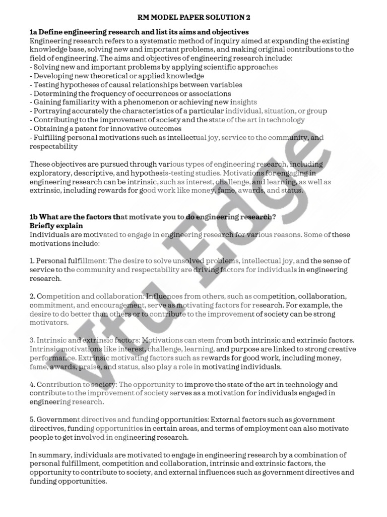21RMI56 Model Paper 2 Ans | PDF | Patent | Motivation