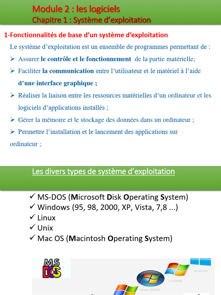 Module2 - Chapitre-1 (Système D'exploitation) | PDF | Système d'exploitation | Environnement de ...