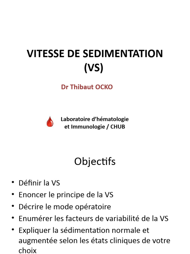 Vitesse Sedimentation | PDF | Spécialités médicales | Médecine clinique