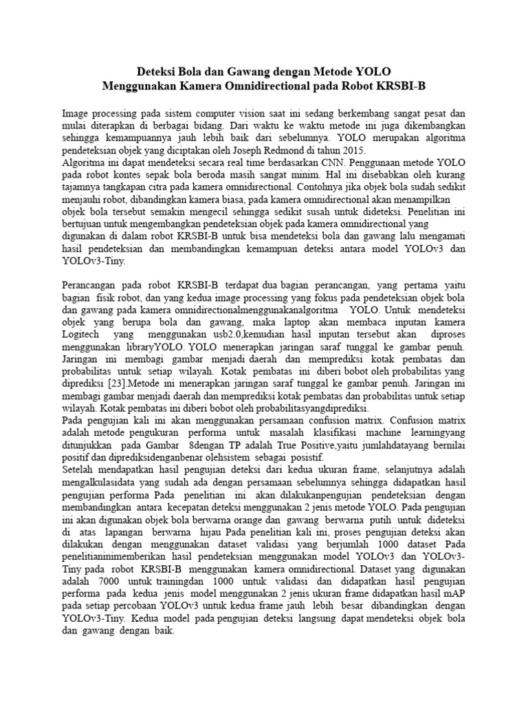 Deteksi Bola Dan Gawang Dengan Metode YOLO | PDF | Teknologi & Rekayasa