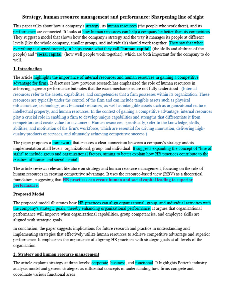 HR Article Summary 1 | Download Free PDF | Strategic Management ...