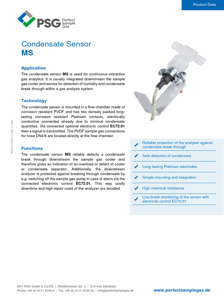 MGK EN-Condensate Sensor MS Brochure | PDF | Sensor | Flow Measurement