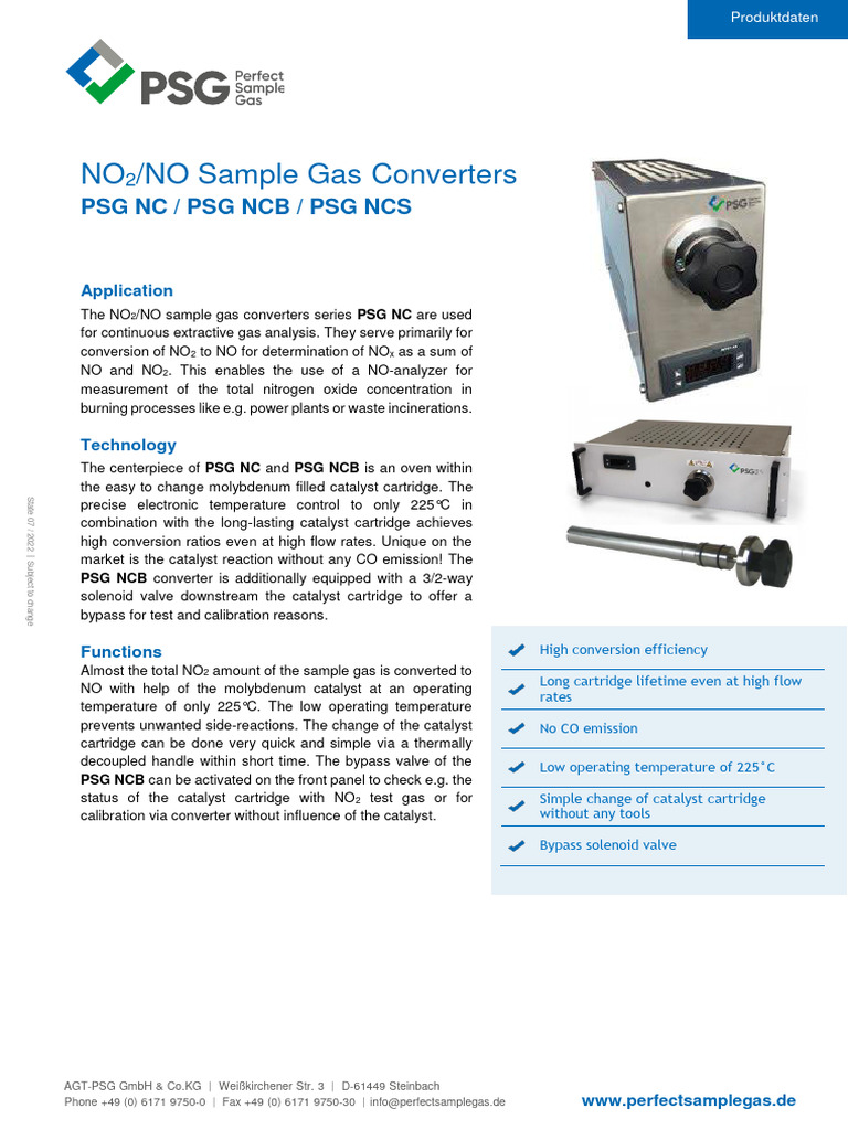 KOM EN-Sample Gas Converters PSG-NC Brochure | Download Free PDF ...
