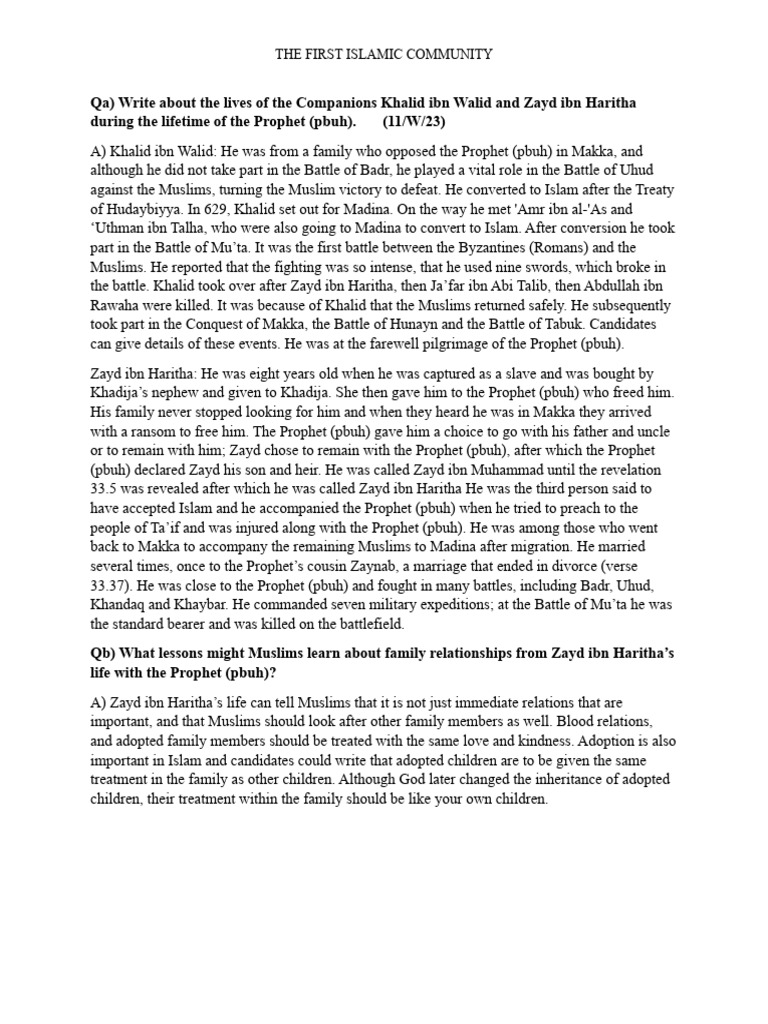The First Muslim Community (Remaining) | PDF | Muhammad | Husayn Ibn Ali