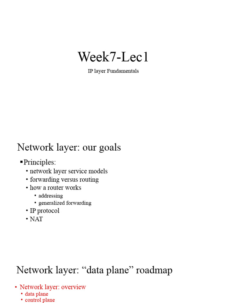Week7 Lec1-IP Fundamentals | PDF | Computer Network | Router (Computing)