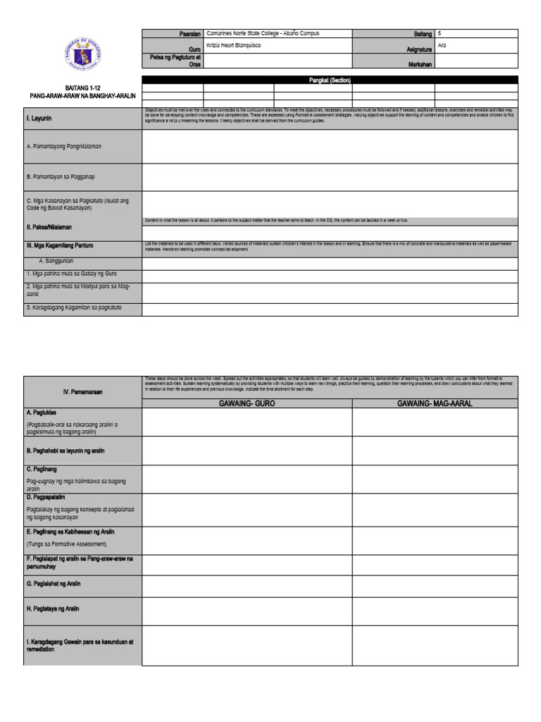 Lesson Plan Detailed New Format FILIPINO | PDF | Learning | Cognition