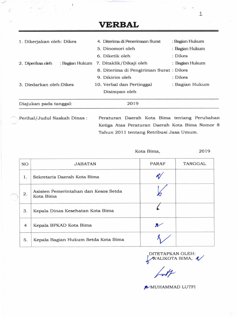 Perda No. 1 Tahun 2019 | PDF