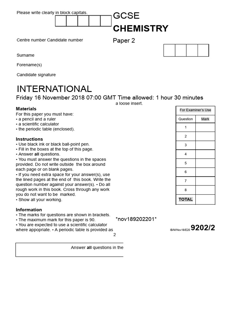 Nov 2018 Paper 2 QP | PDF | Copper | Chemical Elements