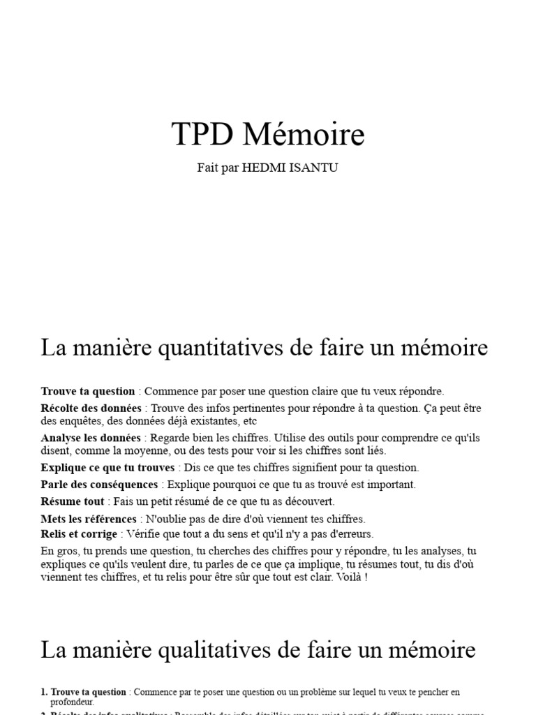 TPD Mémoire | PDF