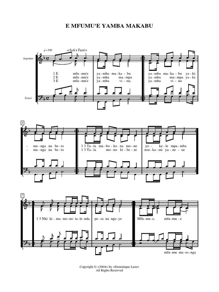 E Mfumu Yamba Makabu - Arr - COLAK | PDF