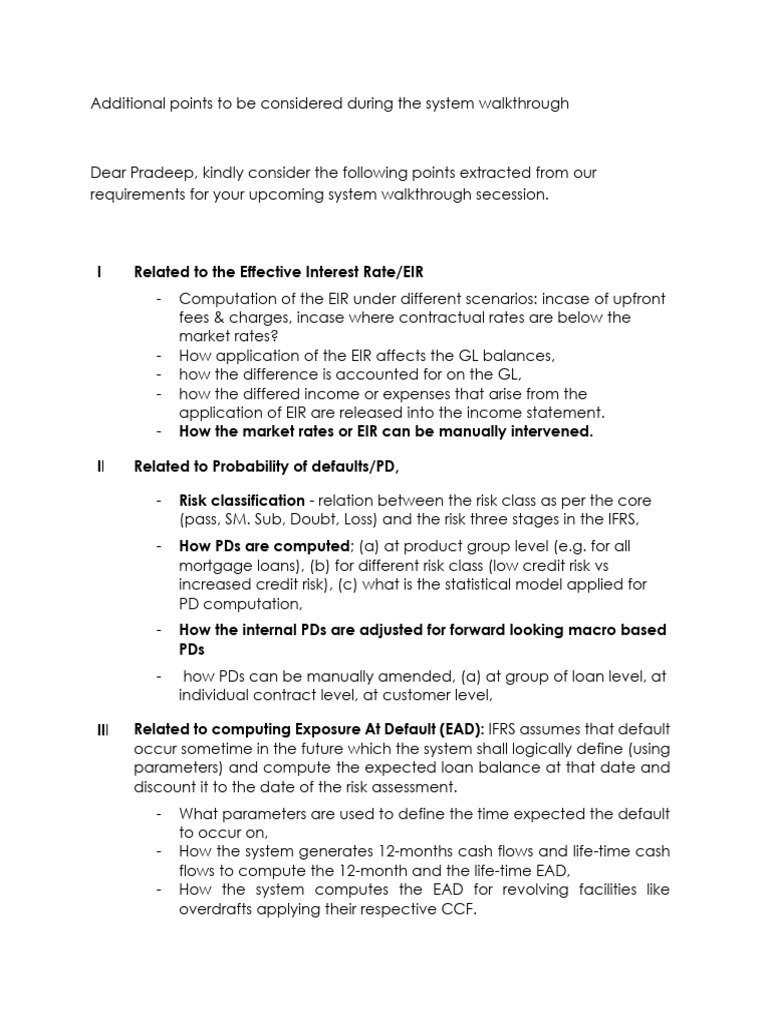 Additional Points To Be Considered During The System Walkthrough | PDF ...
