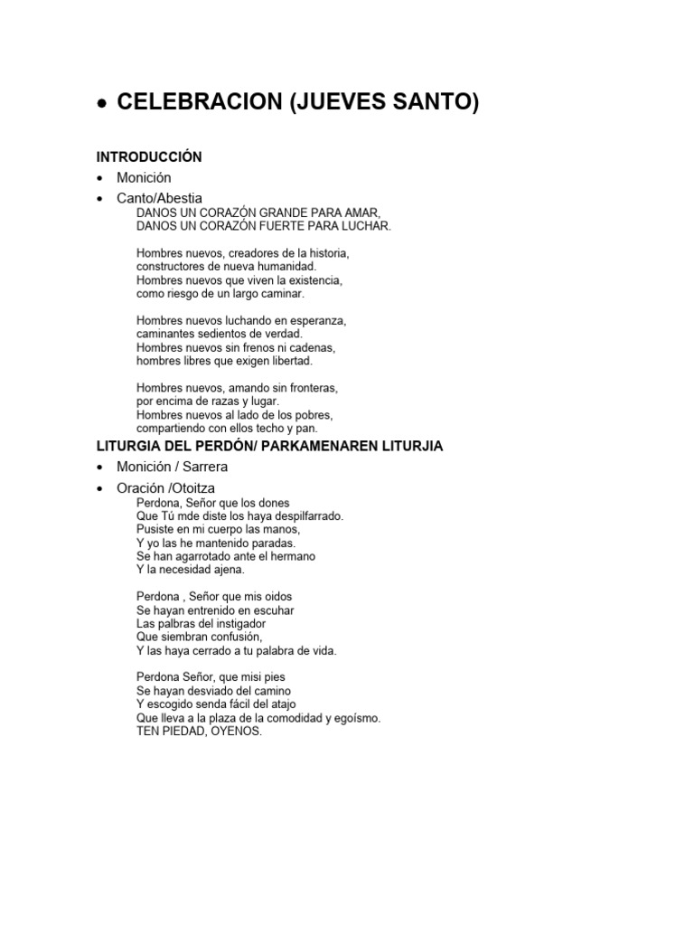 PASCUA 99 (Jueves Santo) | PDF | eucaristía | Amor