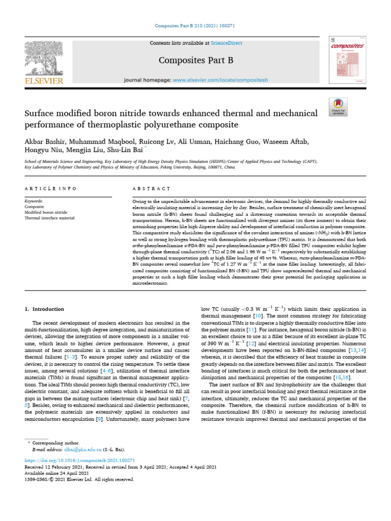 Boron Nitride Based Polyurethane Composite Materials | PDF | Composite ...