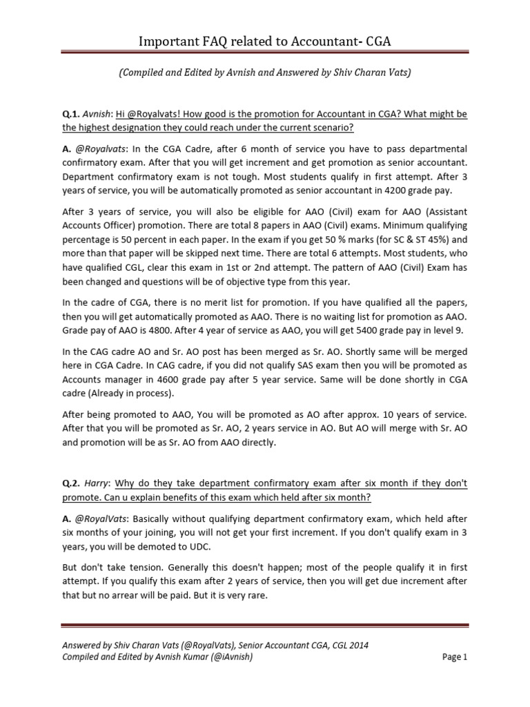 CGA Accountant Promotion FAQs | PDF