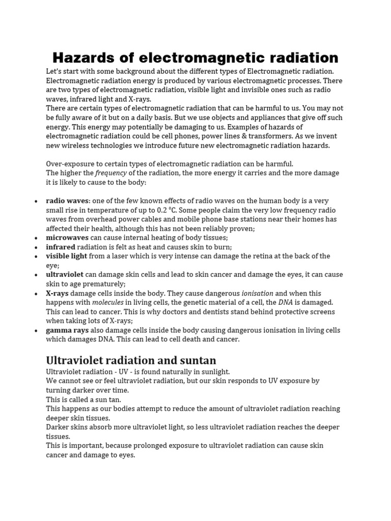 3 - Risks and Hazards For em Spectrum | PDF | Electromagnetic Radiation | Ultraviolet