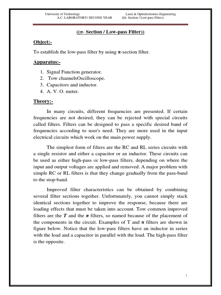 PI Filter | Download Free PDF | Electronic Filter | Low Pass Filter