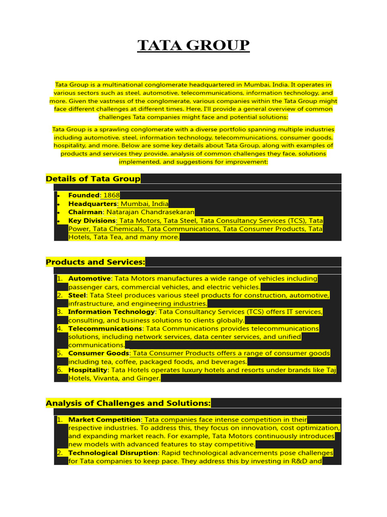 TATA GROUP | PDF | Supply Chain | Innovation