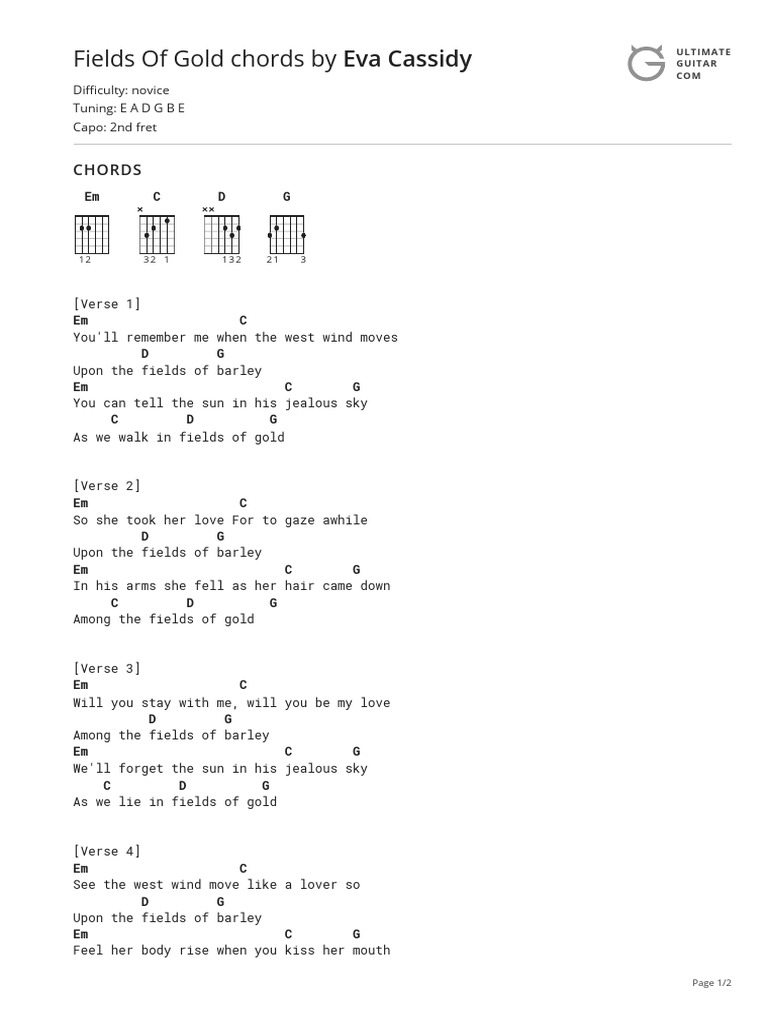 Eva Cassidy - Fields of Gold (Chord) | PDF | Guitars | Guitar Family ...