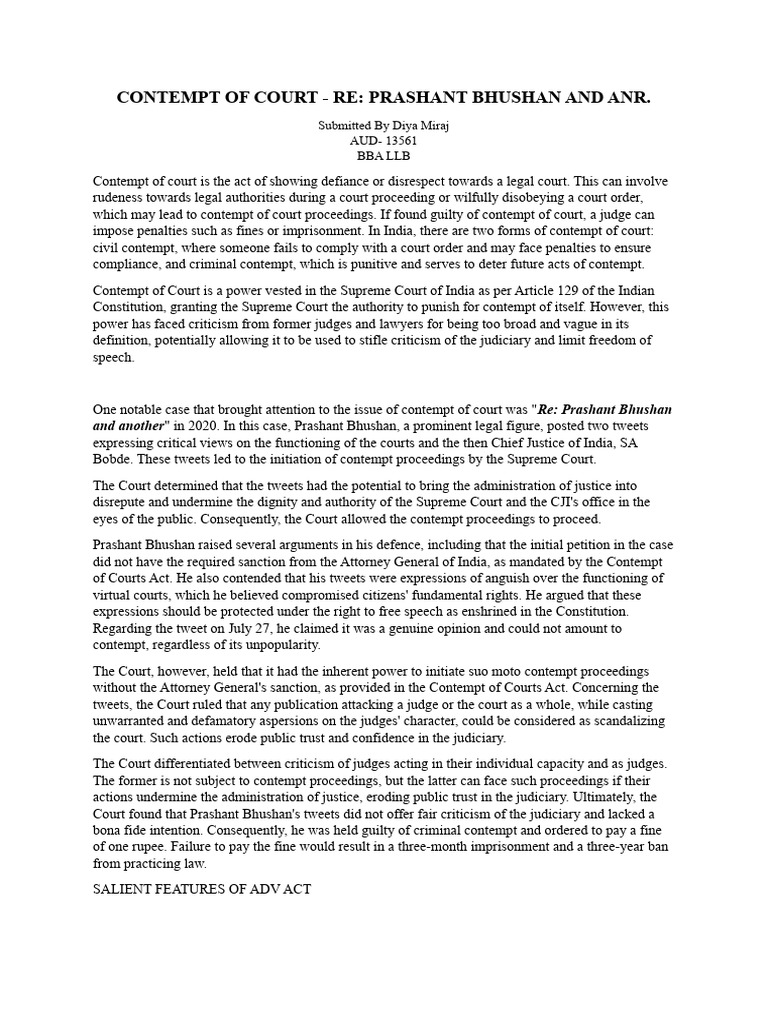 Contempt of Court | PDF | Contempt Of Court | Supreme Court Of The ...