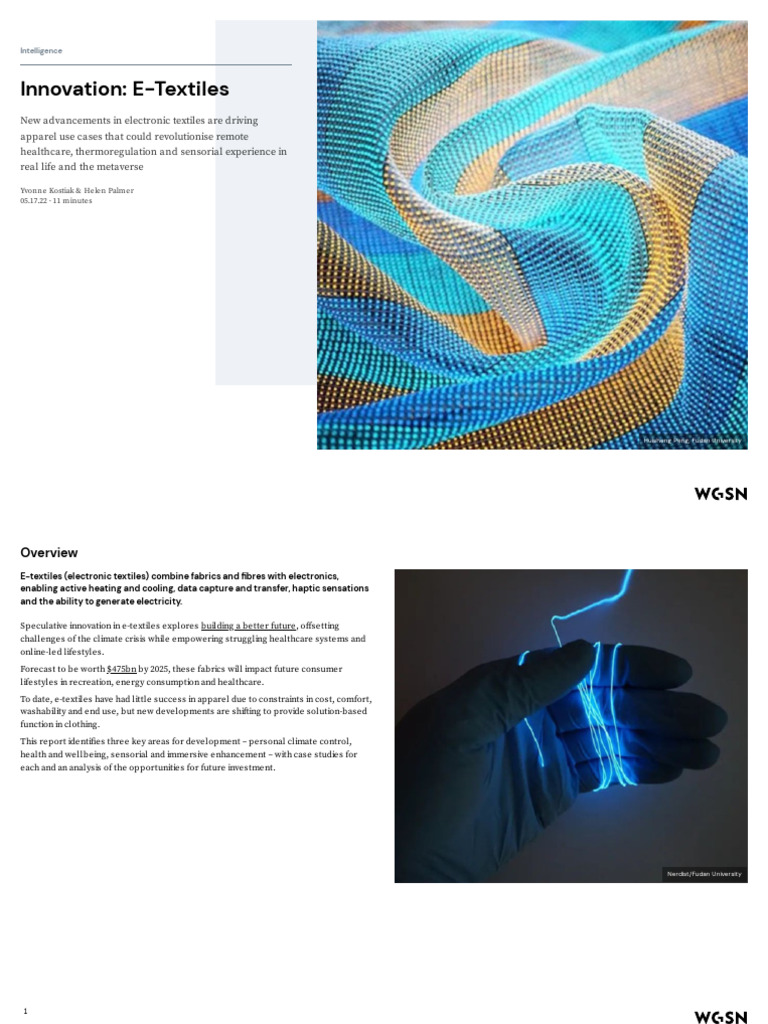 Innovation__E_Textiles_ | PDF | E Textiles | Textiles