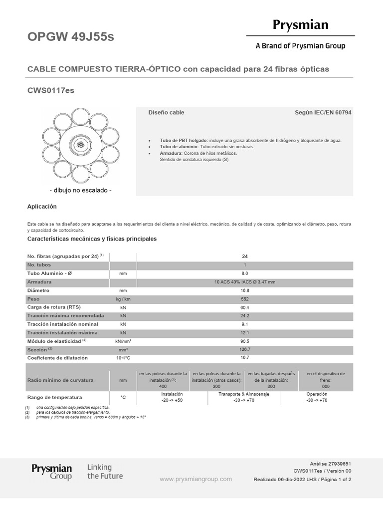 Opgw SM 16.8 24fo (Opgw49j55s) | PDF | Color | Electricidad