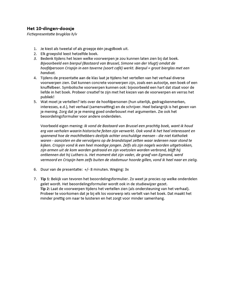 Het 10 Dingen Doosje 23 24 | PDF