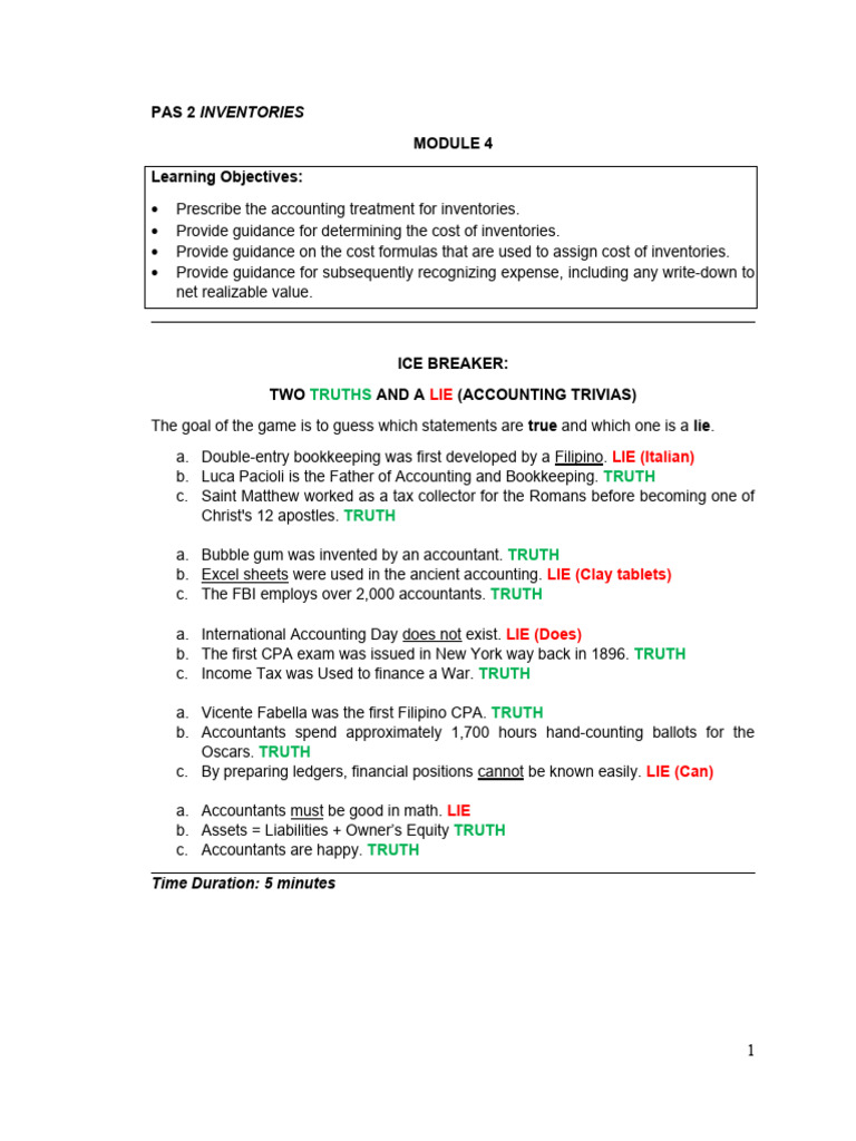 PAS 2 INVENTORIES | PDF | Inventory | Cost Of Goods Sold