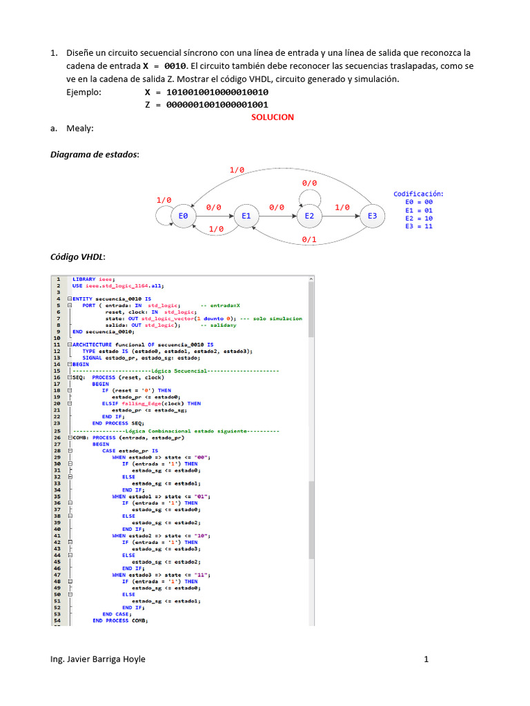 Circuito Secuencial Síncrono en VHDL | PDF