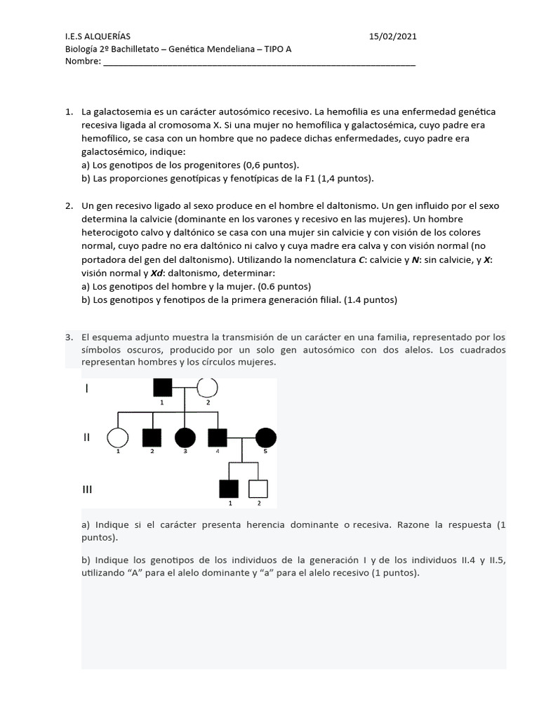 Examen genetica mendeliana | PDF Examen genetica mendeliana | PDF