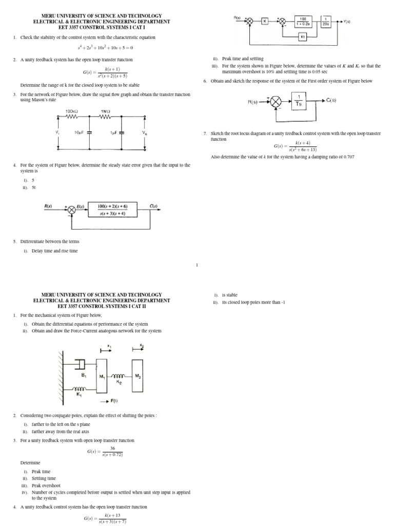 Cat 1 & 2 | PDF | Control Theory | Feedback