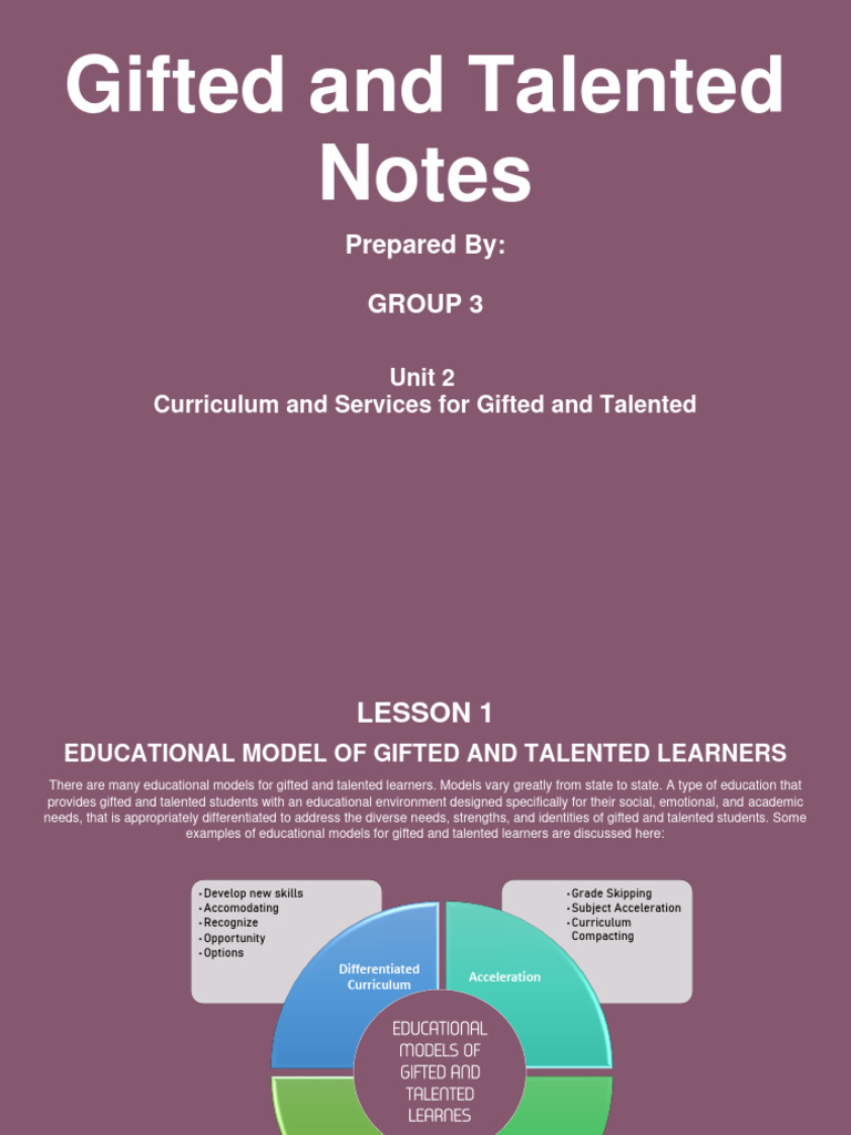 Educational Models for Gifted Learners | PDF | Gifted Education | Learning