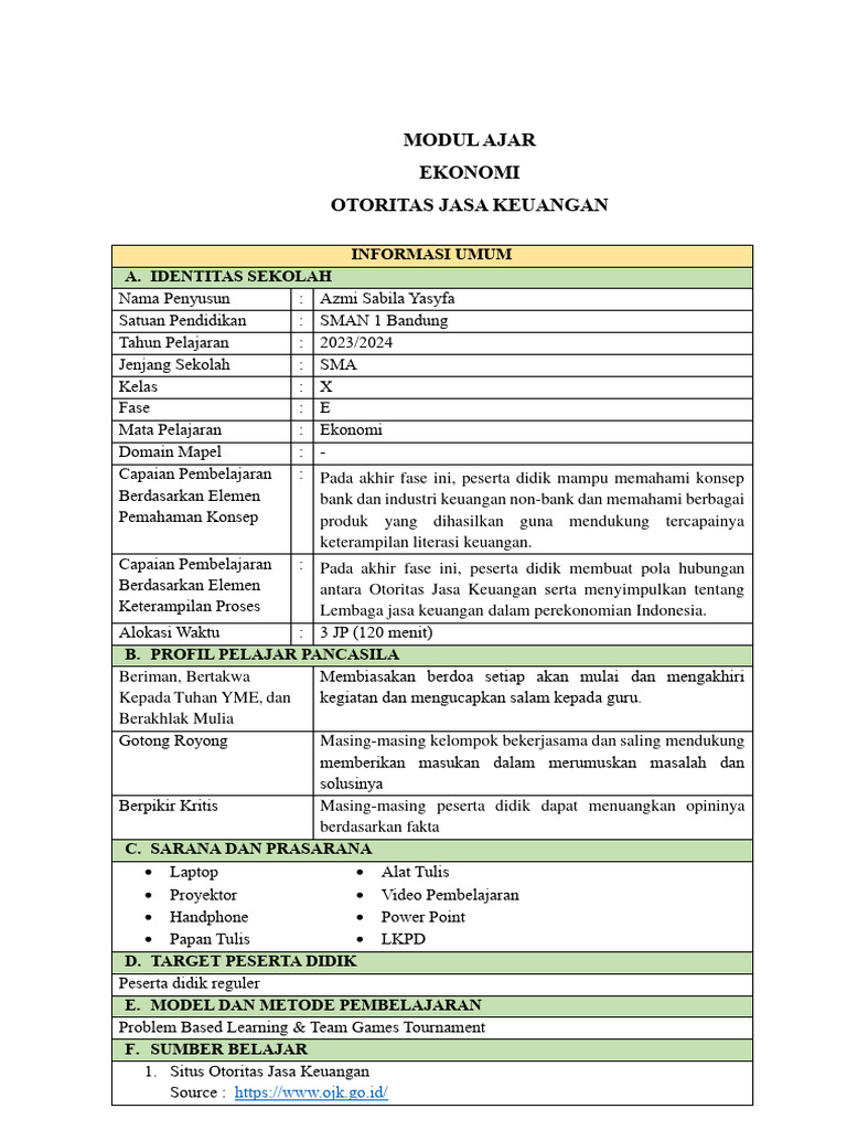 Modul Ajar Ojk | PDF