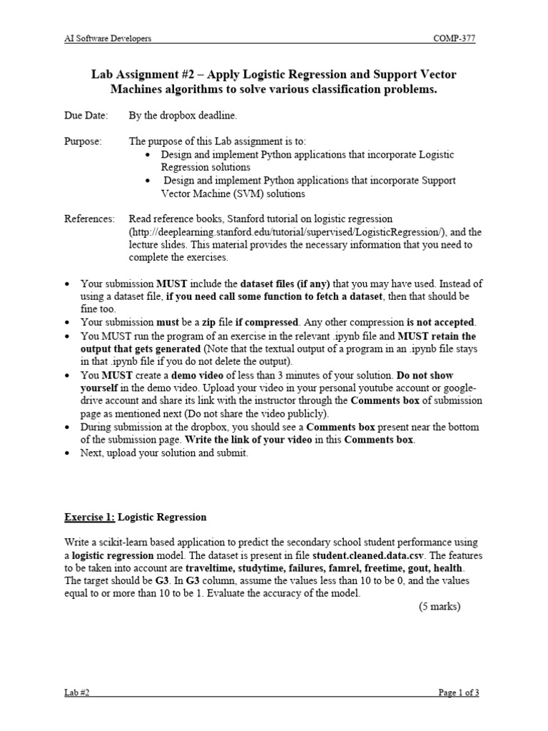 COMP-377 Lab2 | PDF | Support Vector Machine | Data