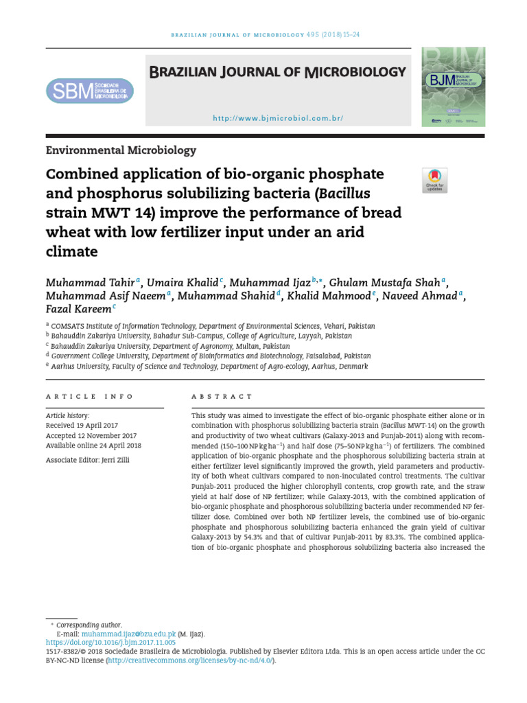 Combined Application of Bio-Organic Phosphate | PDF | Soil | Fertilizer