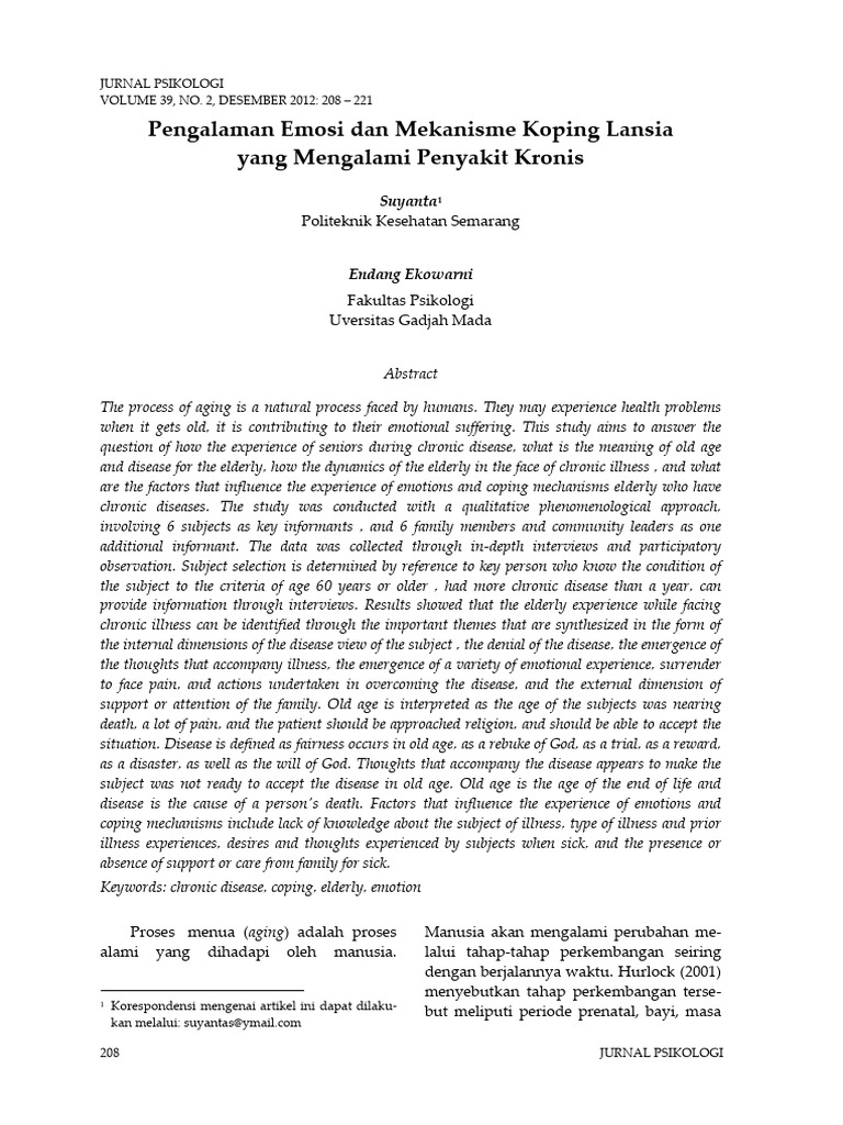 ID Pengalaman Emosi Dan Mekanisme Koping La | PDF | Experience | Chronic Condition