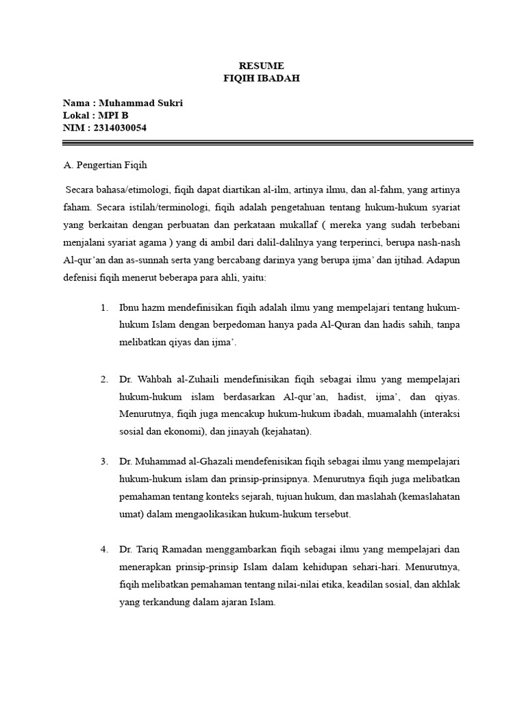 Saya Sedang Berbagi 'RESUME FIQH IBADAH' Dengan Anda | PDF