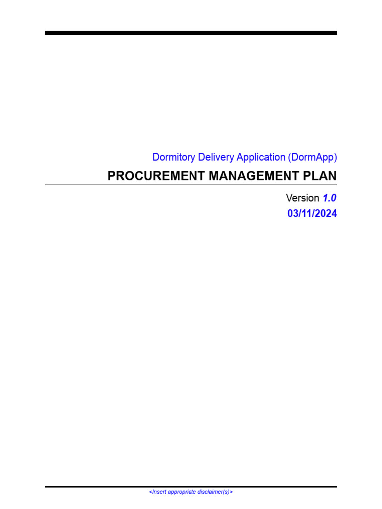 Procurement Plan | PDF | Procurement | Risk Management