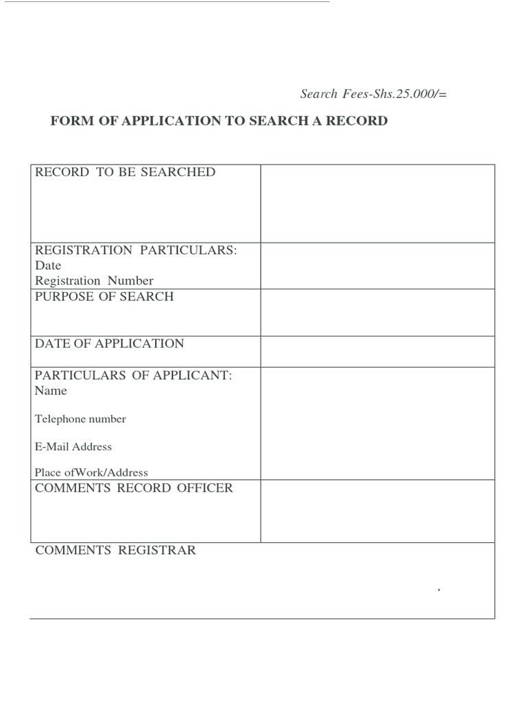 Record Search Application Form | PDF | Finance & Money Management | Law