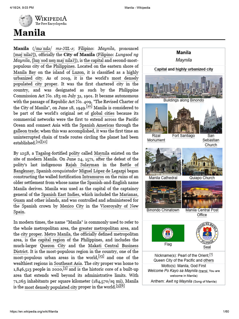 Manila - Wikipedia | PDF | Manila | Spanish Empire