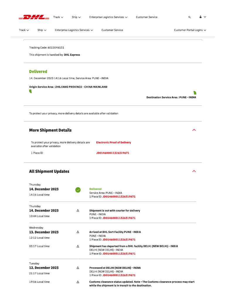DHL 6015046531 | PDF