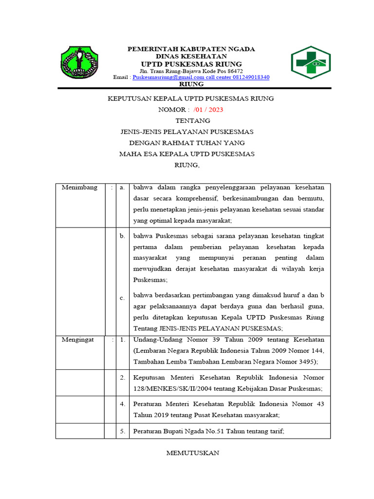 SK Jenis Jenis Pelayanan | PDF | Pengembangan Diri | Sains & Matematika