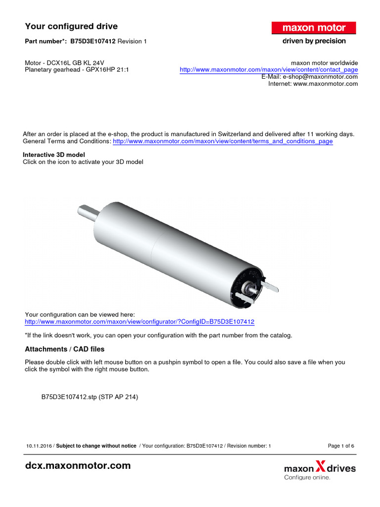 Your Configured Drive: Part Number : B75D3E107412 | PDF | Electric ...