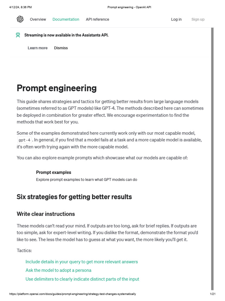 Prompt Engineering - OpenAI API | PDF | Information Retrieval | Technical Support