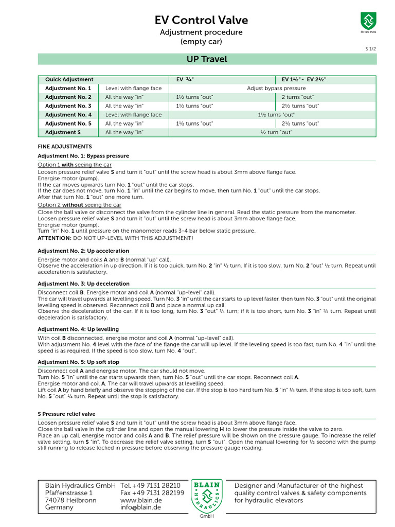 ev_quick-gb | PDF | Valve | Elevator