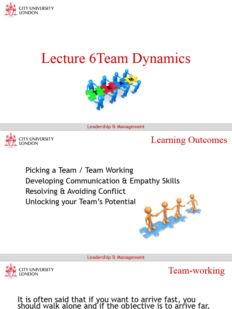 Lecture 6 - Team Dynamics | PDF | Leadership | Behavioural Sciences