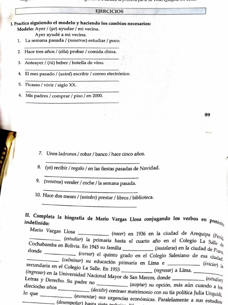 Ejercicios de Pretérito Indefinido | PDF | Red mundial | Internet y web