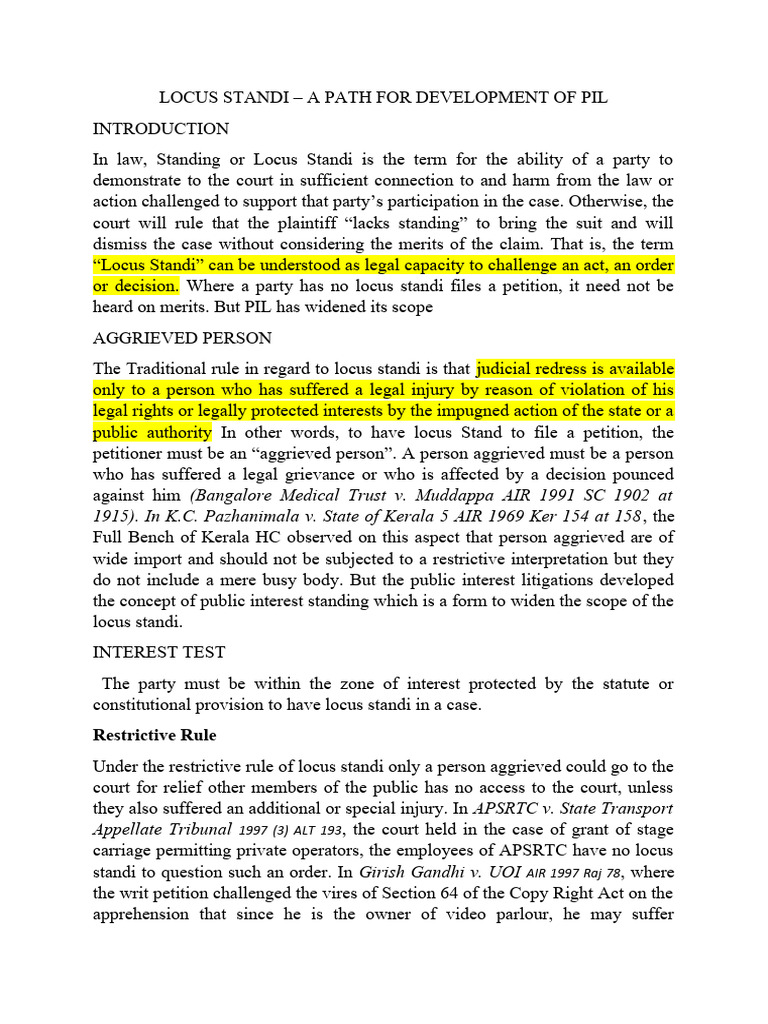 Locus Standi - RL | PDF | Standing (Law) | Common Law