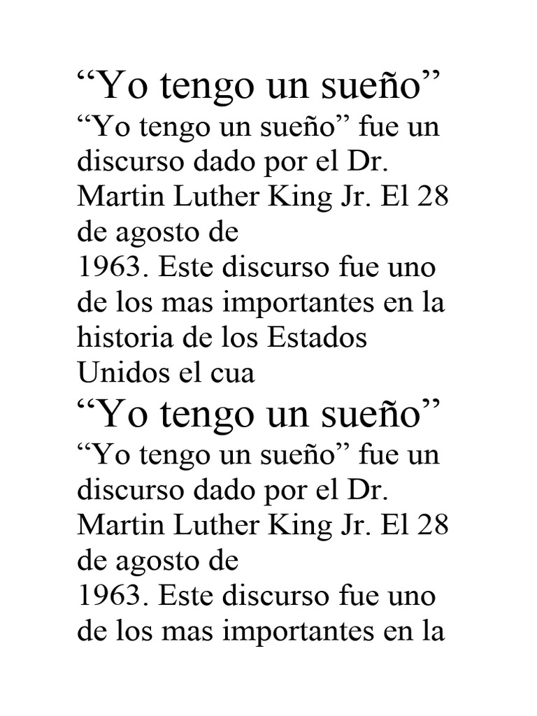 Discurso "Yo tengo un sueño" de King | PDF | Martin Luther King hijo.