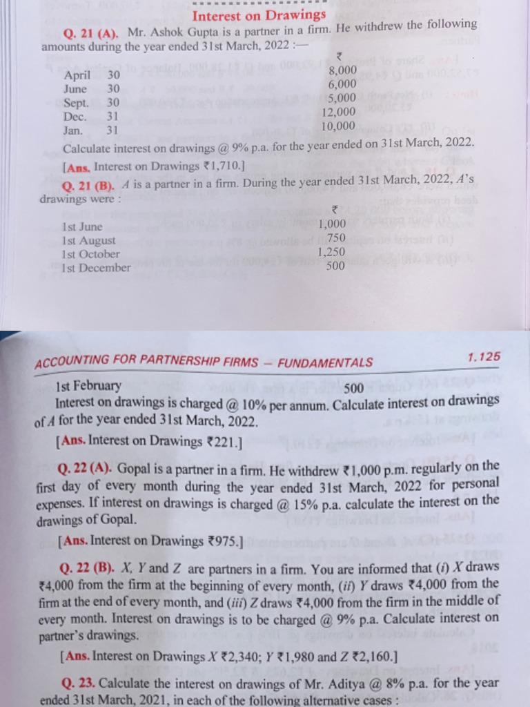 Interest Calculation On Partner Drawings Pdf