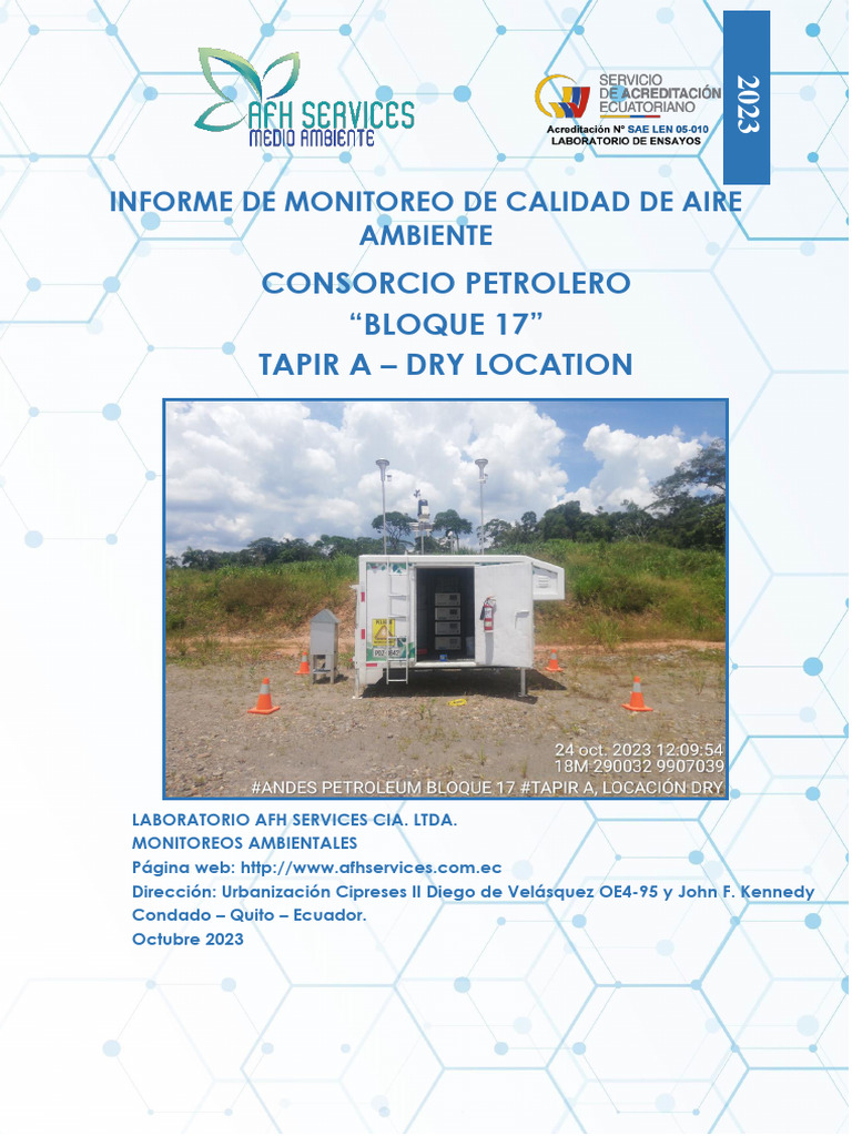 Informe de Monitoreo de Calidad de Aire Ambiente Andes Petroleum - Tapir A 2023 V3-Signed | PDF ...